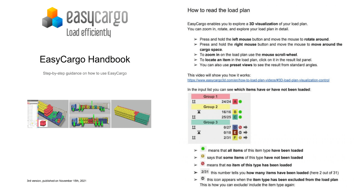 Handbook for EasyCargo loading calculator | EasyCargo